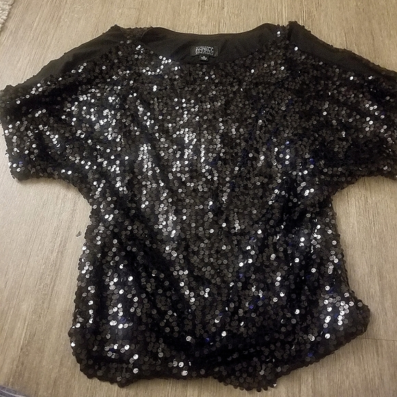 Adrianna Papell | Tops | Adrianna Papell Evening Sequin Black Top ...